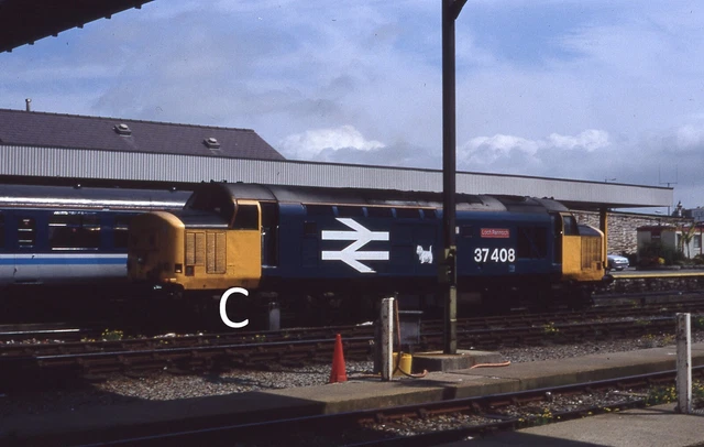 35MM SLIDE BRITISH Railway Br Diesel Class 37 - 37408 At Holyhead 1995 ...