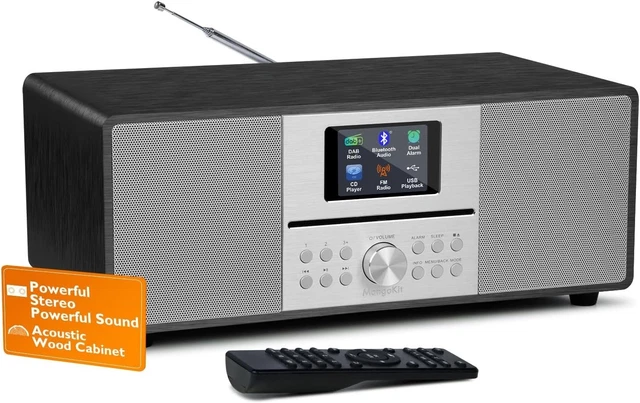 MANGOKIT MS4 DAB+ CD Player Hi-Fi con Bluetooth, USB, Alarma y Pantalla ...