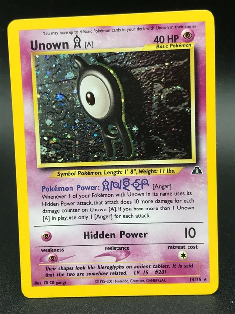 UNOWN A 14/75 HOLO RARE Pokémon Neo Discovery Illimité Neuf Neuf Neuf ...