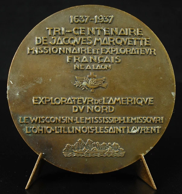 MÉDAILLE JACQUES MARQUETTE explorateur 1937 sources Mississippi ...