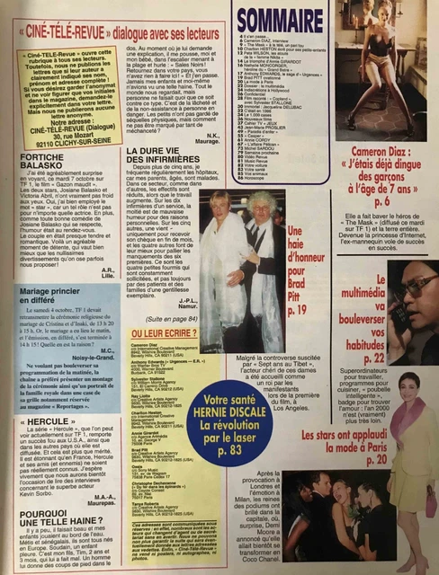 CINE REVUE 43/1997-CAMERON Diaz-David Hasselhoff-Michel Sardou-Stallone ...