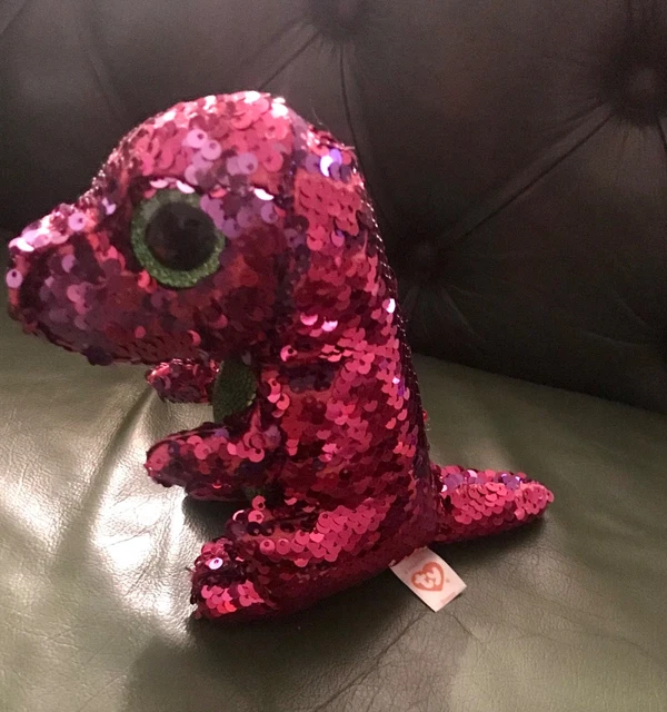 7CM TALL OFFICIAL TY Beanie Boo Flippable Pink Purple Dinosaur - Stompy ...