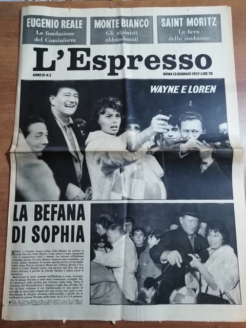 L'ESPRESSO 2/1957 SOPHIA Loren e John Wayne, Martine Carol, Saint ...