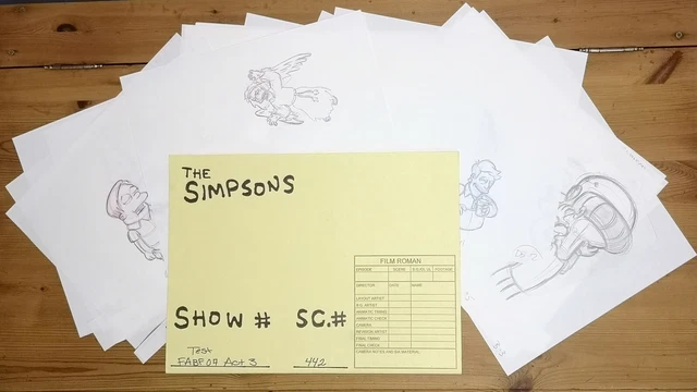THE SIMPSONS ORIGINAL Production Art Animation Drawings Folder Mixed ...