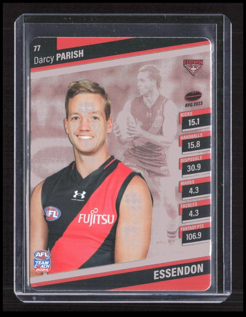 AFL 2024 TEAM Coach Silver Essendon Darcy Parish 77 Football Sport CB-2 ...