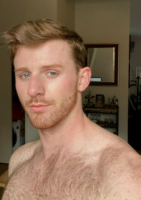 SHIRTLESS MALE MUSCULAR Hairy Chest Scruffy Ginger Red Head Hunk PHOTO ...