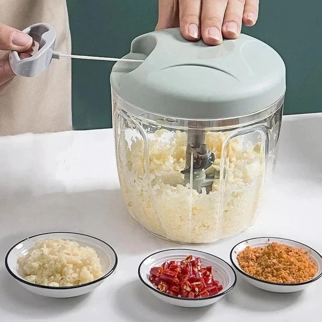 PULL STRING HAND Chopper Manual Food Processor To Slice Blue 900ml £4. ...