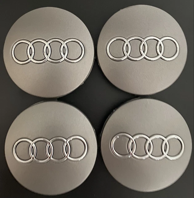AUDI GREY SILVER Alloy Wheel Hub Centre Caps 60mm x4 A3 A4 TT A5 A6 A8 ...