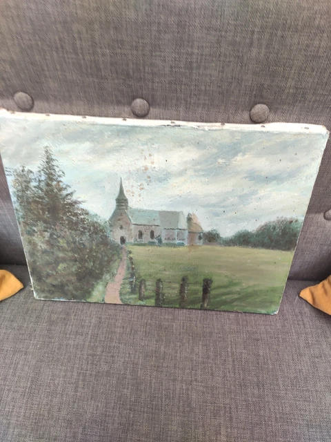 ANCIEN TABLEAU HUILE sur toile decor paysage campagne EUR 14,00 - PicClick FR