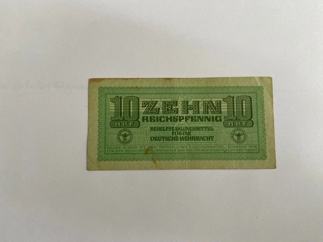 GREEK BANKNOTES 10 Reichpfennig Wehrmacht Greece WW2 Occupation ~RARE ...
