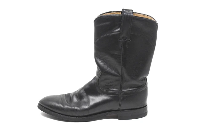 JUSTIN ROPER COWBOY Boots Men’s 9.5 D Western Rancher Black Leather ...