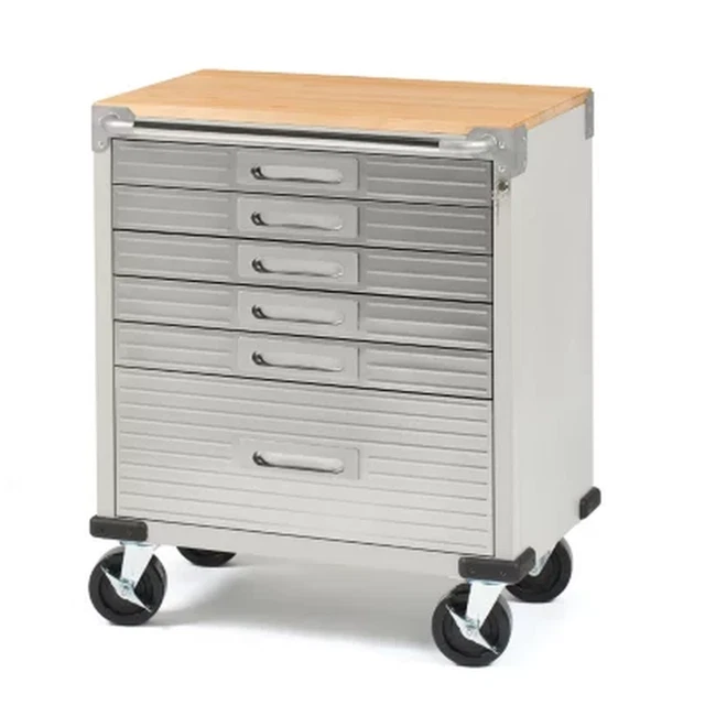 SEVILLE CLASSICS ULTRAHD 6-Drawer Rolling Cabinet SS Drawers Hardwood ...