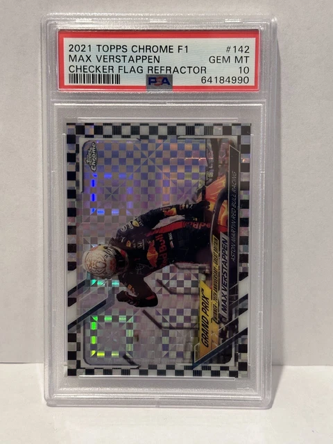 MAX VERSTAPPEN 2021 Topps Chrome F1 CHECKER FLAG réfracteur #142 PSA 10 ...