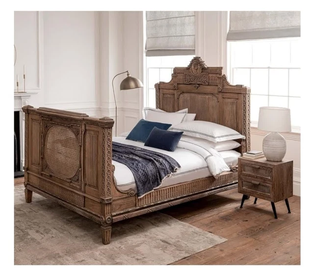 HOMES DIRECT 365 Solid Wood carved Bed Frame - Double - Hand carved £ ...