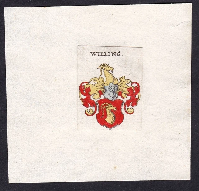 WILLING WILING BLASON Coat D'Armes Heraldique Gravure 17E Jh. EUR 13,91 ...