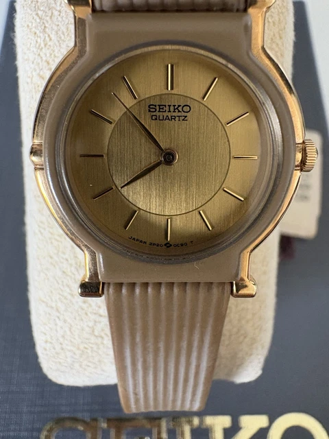 VINTAGE SEIKO QUARTZ Women's Wrist Watch Model #2P20- 0A5H Gold Face ...