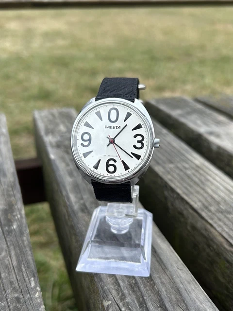 VINTAGE SOVIET WATCH RAKETA ZERO Mechanical Wristwatch USSR Rare Model ...