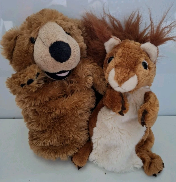 THE PUPPET CO Company Animal Brown Bear & Red Squirrel hand puppet ...