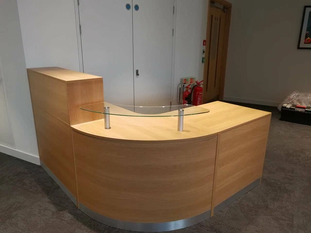 OFFICE OAK RECEPTION Desk Curved Reception Desk Curved Corner Unit ...