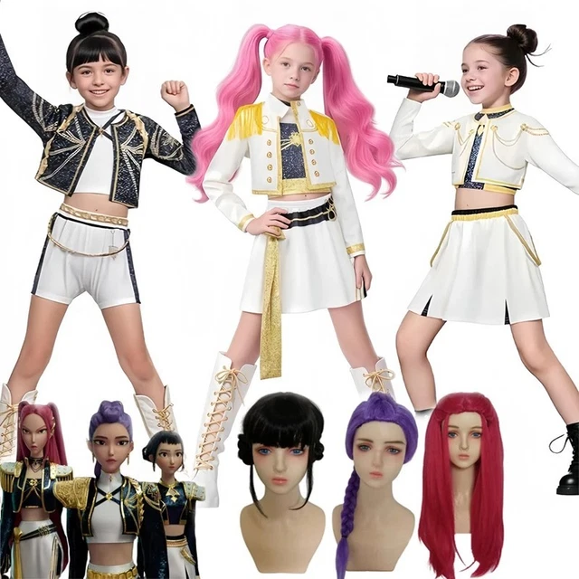 KIDS GIRLS K-POP Demon Hunters Costume Rumi Mira Zoey Cosplay Fancy Dress Outfit £18.71 ...
