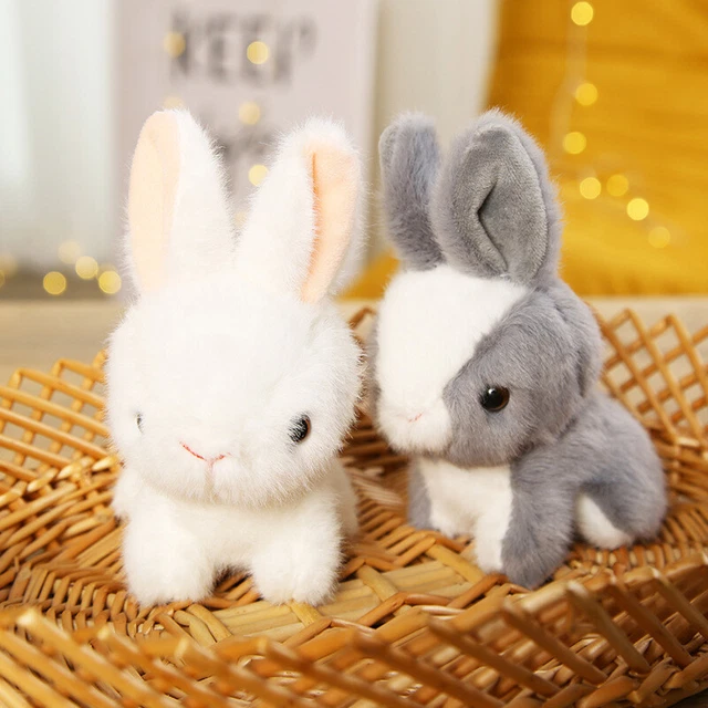 REAL LIFE FLUFFY Rabbit Plush Toy Lifelike Bunny Doll Soft Stuffed ...