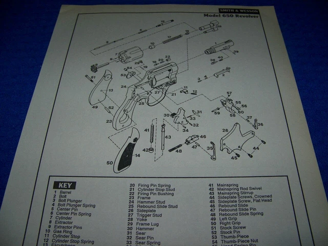 S&W MODEL 650 Revolver & Model 651 Revolver..legend/Exploded View (477Z ...
