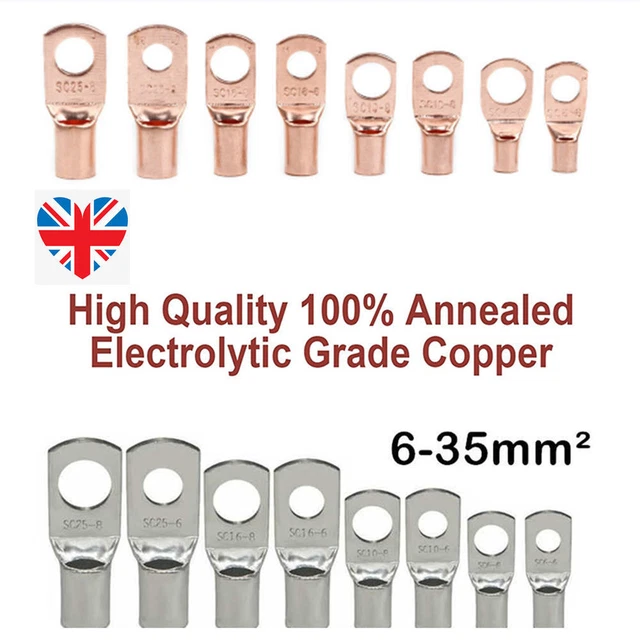 COPPER TUBE TERMINALS Terminal Battery Welding Cable Lug Ring Crimp ...