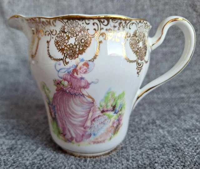 RARE VINTAGE ASHLEY England.Bone China 22kt Gold Pinkie Milk/Cream Jug ...