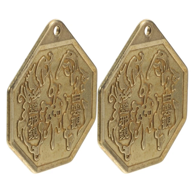 CHINESE COPPER EIGHT Diagrams Mirror 2 Pcs Feng Shui Home Decoration ...