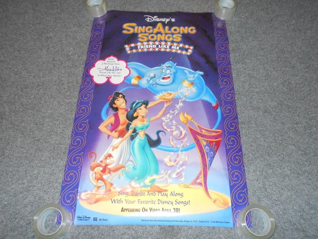 WALT DISNEY VTG 90'S Aladdin Sing-A-Long Vhs Release 26X40 Poster Print ...