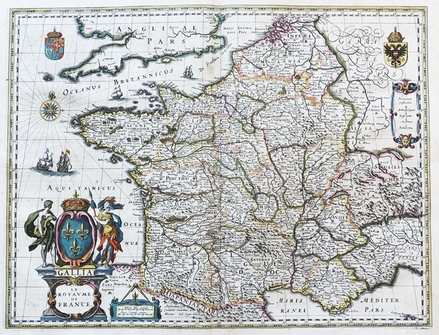 FRANCE PARIS CARTE Gravure Map Carte Blaeu Gravure sur Cuivre 1640 EUR ...