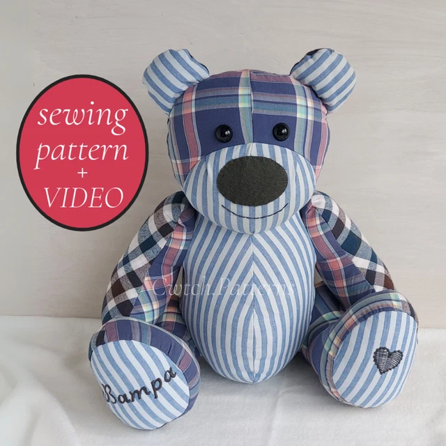 MEMORY BEAR SEWING PATTERN, teddy bear sewing pattern, soft toy pattern ...