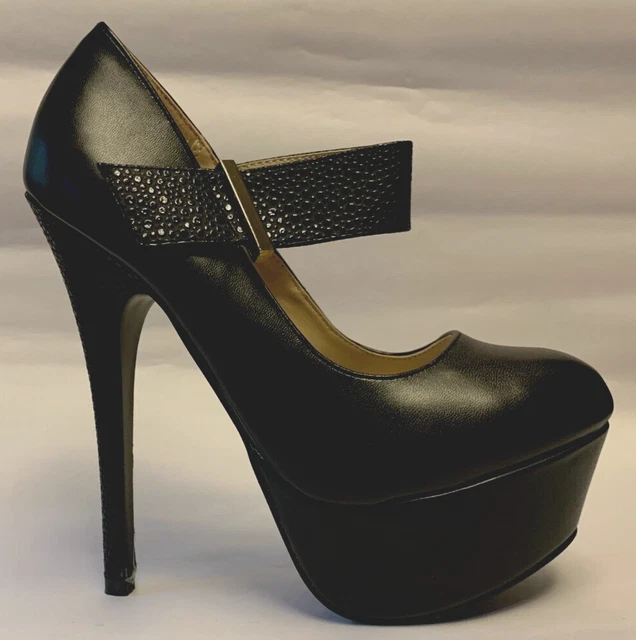 MILAYA - BLACK PLATFORM KILLER 15cm HEELS - SNAKESKIN STRAP & HEEL ...