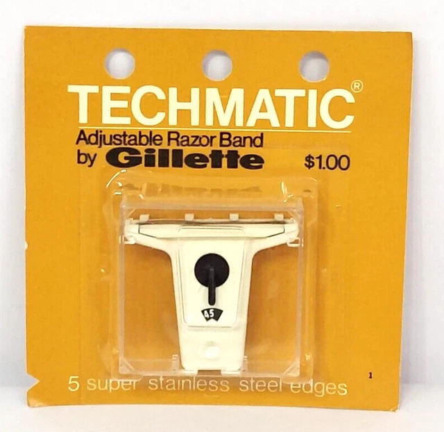 GILLETTE TECHMATIC ADJUSTABLE razor band 5 super stainless steel edges ...