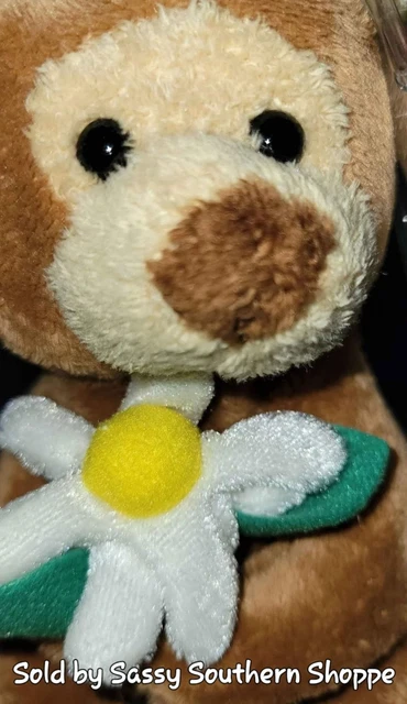 🌼 BLOOMFIELD 🌼 2005 Brown BEAR w/ DAISY Flower Ty Beanie Babies *MWMT ...