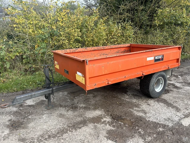 WESSEX 3TON TIPPING Trailer Single Axle Drop Sides Suit Compact Tractor ...