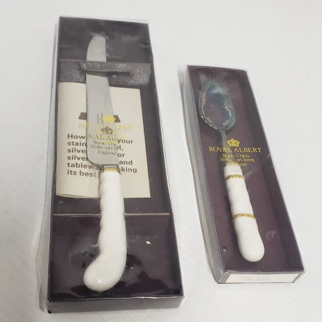 VINTAGE 1960 ROYAL Albert Bone China JAM Spoon & Cake knife England Val ...