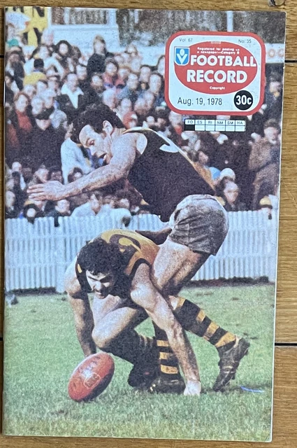 V.F.L FOOTBALL RECORD Aug 19 1978 Fitzroy Vs Bulldogs; Bill Picken $3. ...