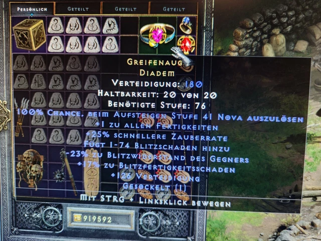 DIABLO 2 RESURRECTED D2R Greifenauge/Griffon mit -5/+5 RBF [-23/+17] EU ...