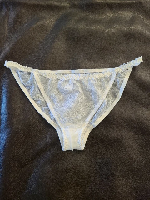 CHRISTIAN DIOR VINTAGE Floral Logo Lace String Bikini Panties sz M/6 ...