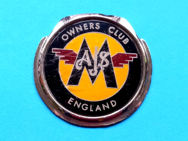 VINTAGE AJS MATCHLESS OWNERS CLUB MOTORCYCLE BADGE PLAQUE 9.5 cm in ...