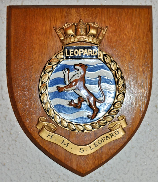 HMS LEOPARD SHIELD plaque crest Royal Navy RN £32.00 - PicClick UK
