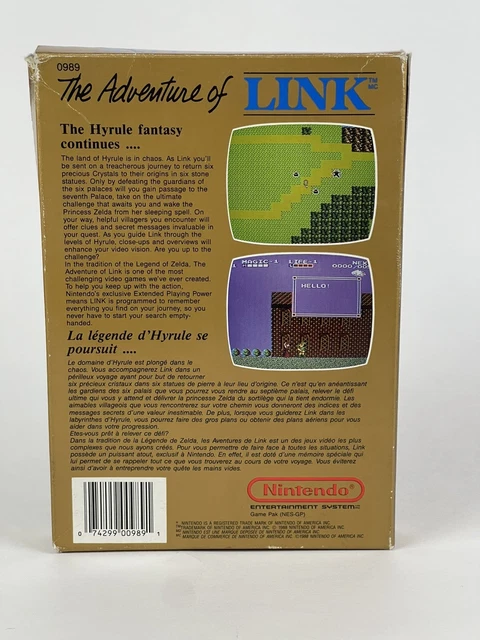 ZELDA II THE Adventure of Link Nintendo NES Original Box & Manual Only ...