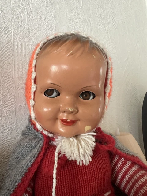 DDR PUPPENPÄRCHEN BABYPUPPE alte Puppe bewegliche Augen Teddy Spielzeug ...