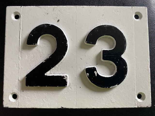 VINTAGE GALVANISED STEEL House Number 23 Sign Reclaimed Salvage ...