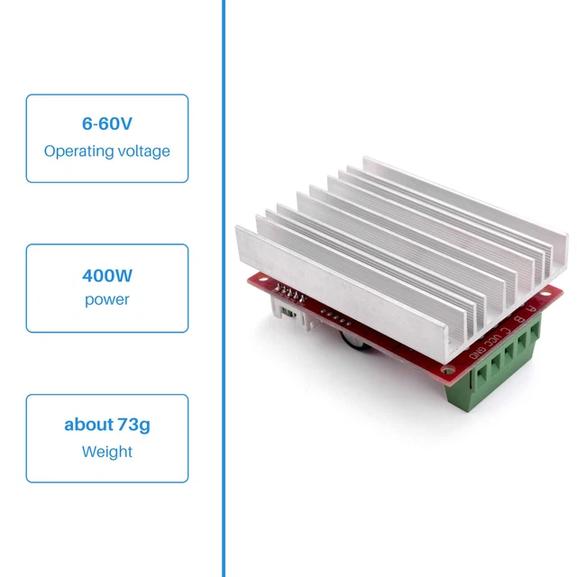 DC 6-60V 400W BLDC Three Phase DC Brushless Motor Controller PWM Hall ...