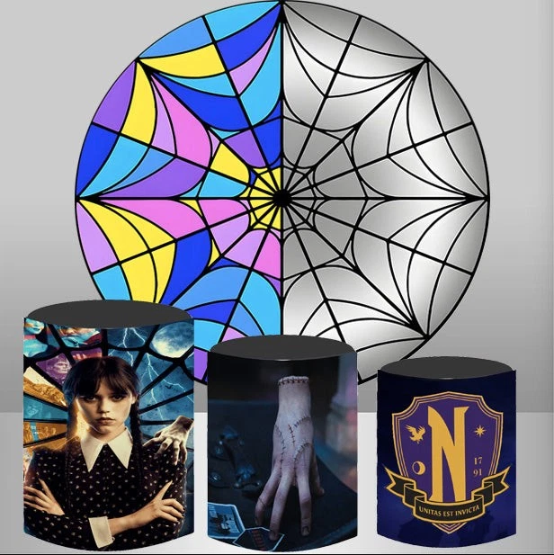 WEDNESDAY ADDAMS ROUND Covers Backdrops Kids Birthday Party Wednesday ...