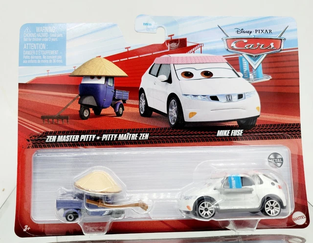 DISNEY PIXAR CARS 2022 Purple Zen Master Pitty & White Mike Fuse 2 Pack ...