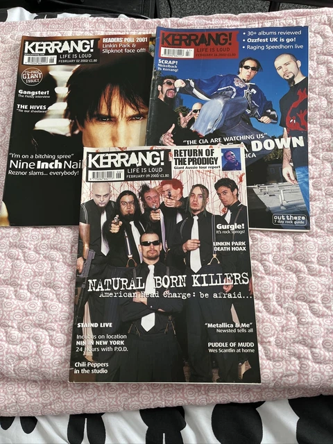 KERRANG MAGAZINE X3 Feb 2002 Nine Inch Nails System Of A Down American ...