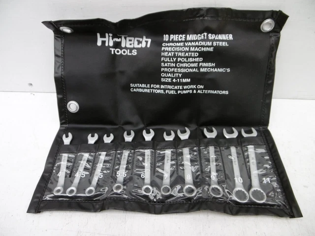 HI-TEC 10PCE METRIC Midget Combination Spanner Set 4Mm To 11Mm Ht40650 ...